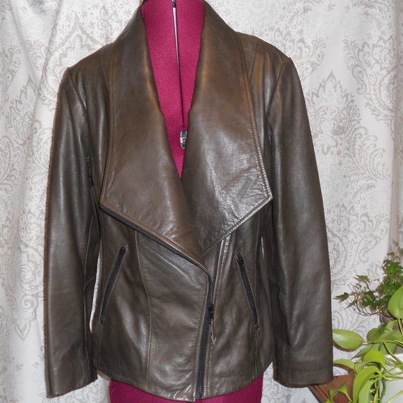 Soia & Kyo | Jackets & Coats | Soia Kyo L Brown Lambskin Leather Moto ...